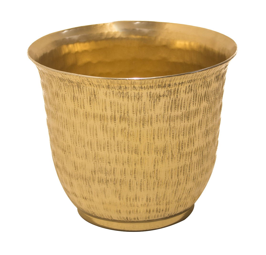 Cachepot de Metal Dourado Redondo - com Textura – JULIANA LAFUENTE